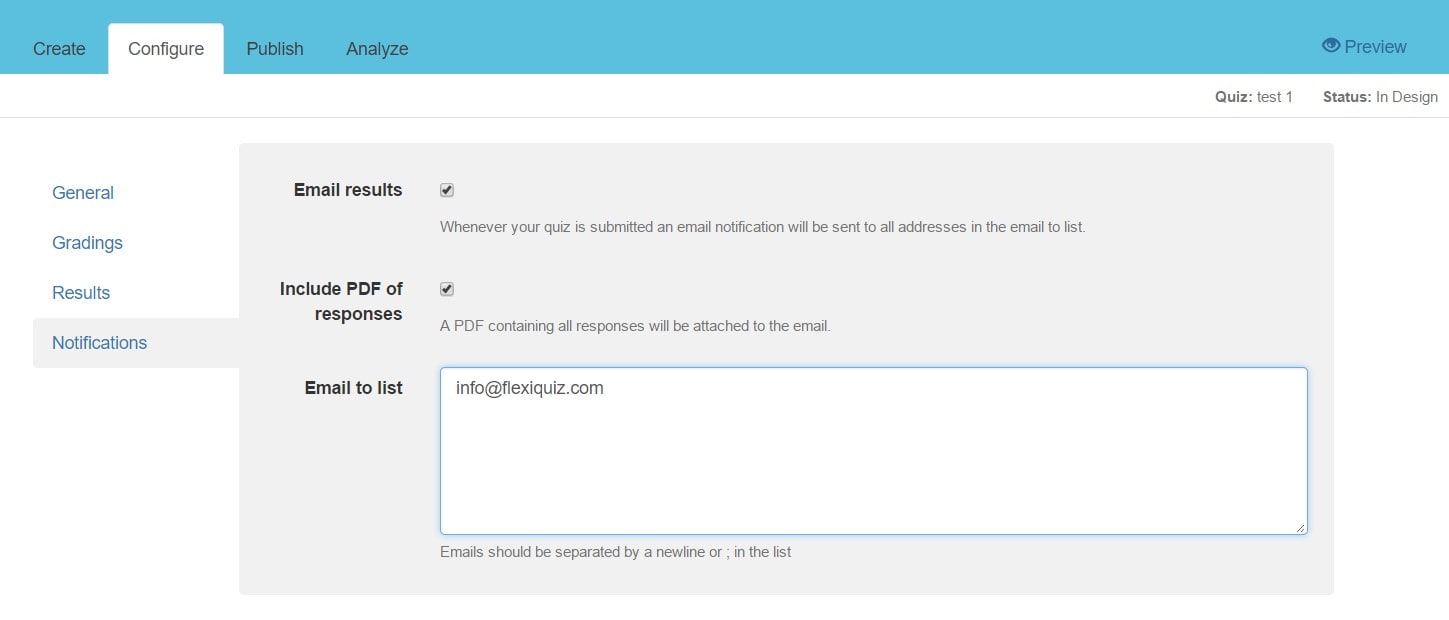 Configuring notifications - FlexiQuiz